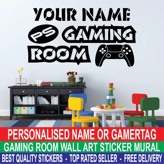 PERSONALISED GAMING ROOM Zone Gamertag Name Wall Art Decals Stickers ...
