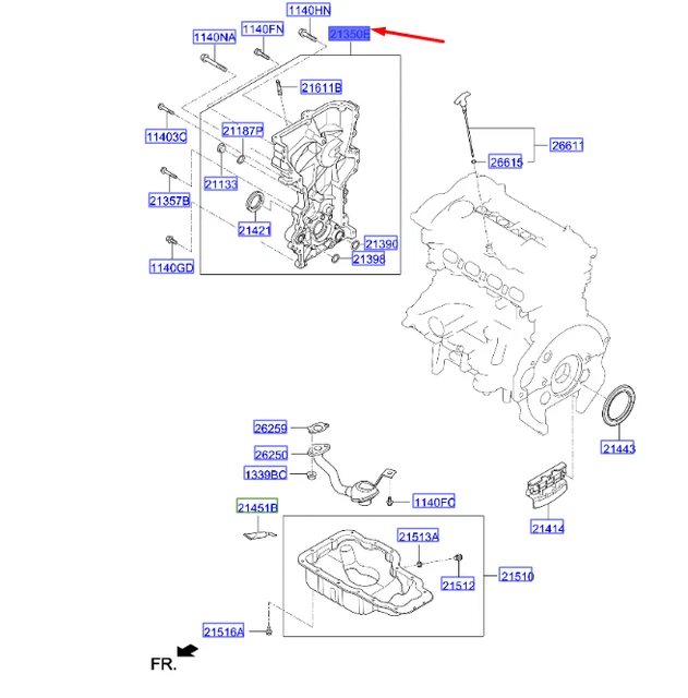 KIA SPORTAGE QL Timing Chain/Oil Pump Cover 213502E330 NEW GENUINE ...