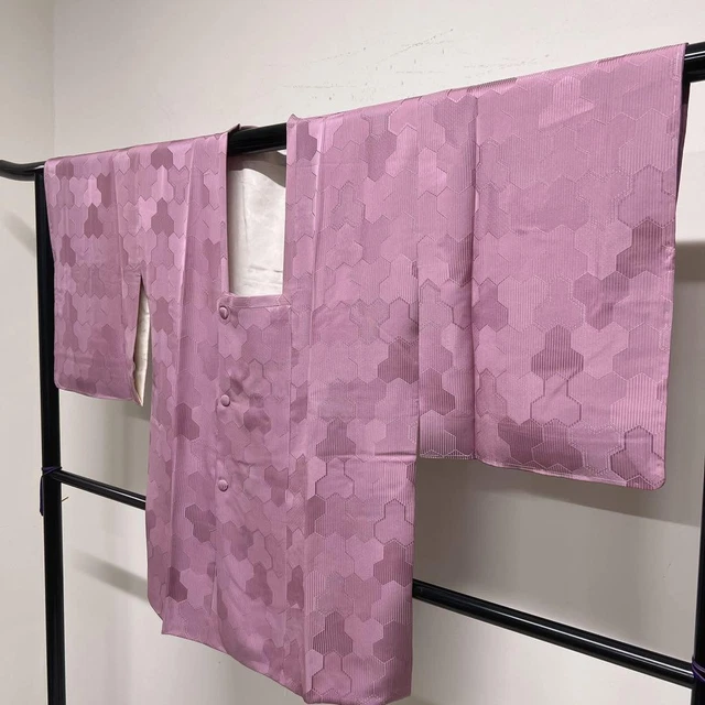 MANTEAU KIMONO JAPONAIS Michiko pure soie rayures verticales Bishamon ...