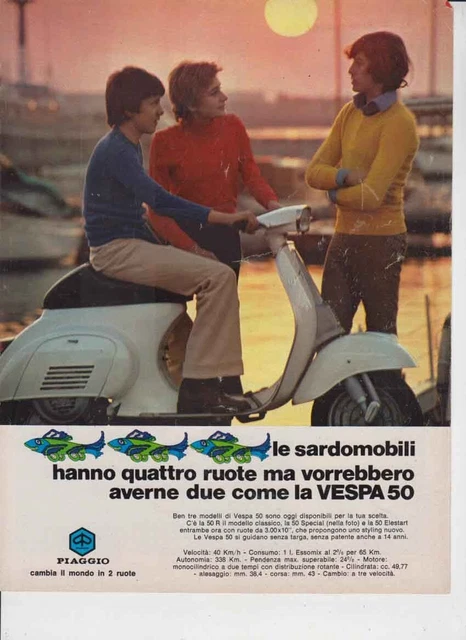 ADVERTISING PUBBLICITÀ SCOOTER PIAGGIO VESPA 50 1973 MOTOITALIANE SCOTTER EPOCA EUR 4,50 ...