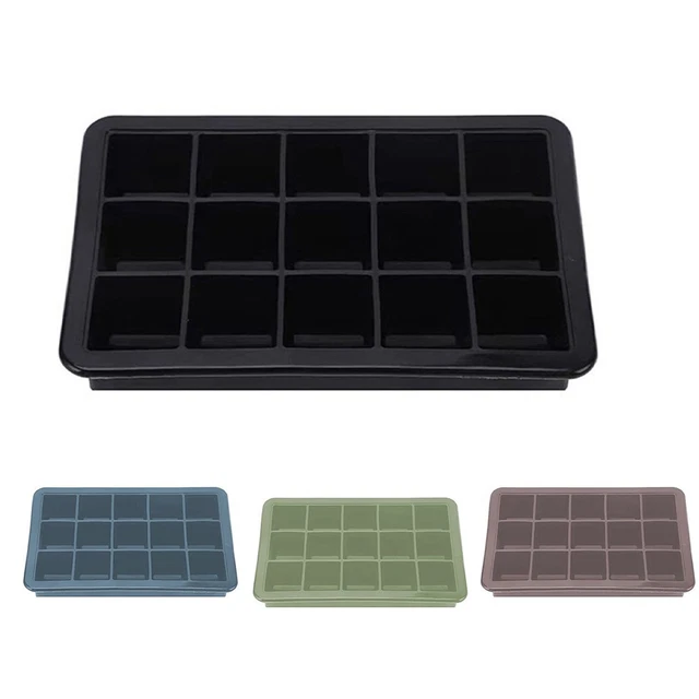 BAC À GLAÇONS Silicone avec Couvercle 15 Grilles pour Congeler Boissons ...