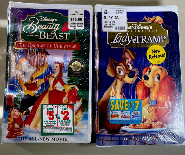 LOT 2 DISNEY VHS beauty and the beast enchanted Christmas, Lady & the ...