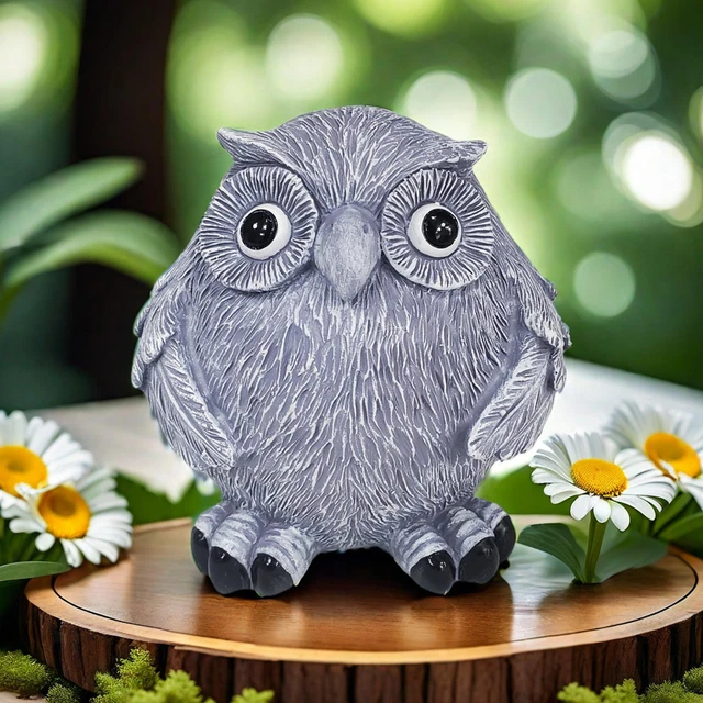 RESIN OWL STATUE Miniature Landscape Yard Art Sculpture for Desk Shelf ...