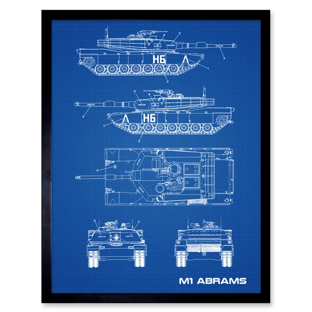 M1 ABRAMS AMERICAN Main Battle Tank Blueprint Plan Wall Art Print ...