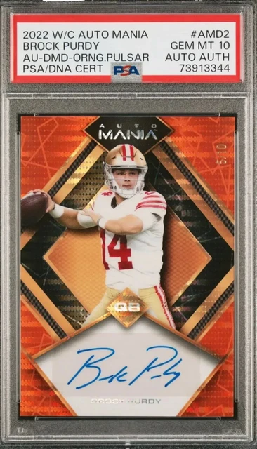 BROCK PURDY AUTO QB 2022/NFL-Card #5 de 10/PSA-10/Graded/AM-D2 recrue ...