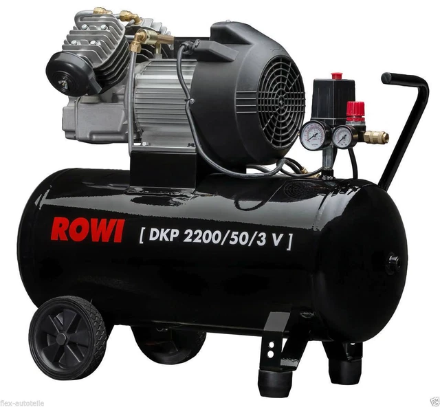 COMPRESSEUR AIR COMPRIMÉ ROWI 50L DKP 2200/50/3 V 10 bar 2 cylindres ...