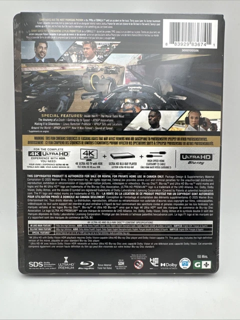 F1: THE MOVIE 4K Steelbook (2025) (4K Ultra HD + Blu-ray) SEALED ...