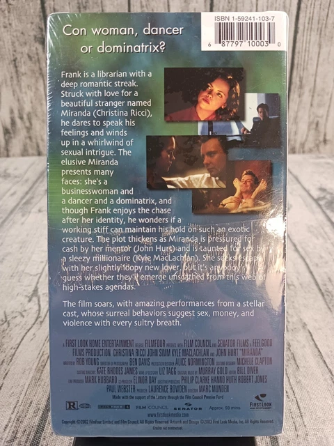 MIRANDA (VHS, 2003, Screener) Christina Ricci, Kyle MacLachlan, John ...