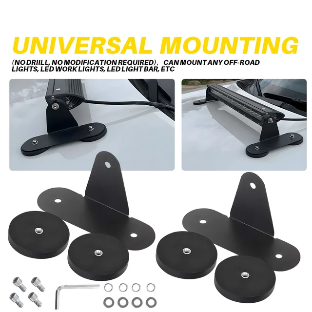 2X STRONG MAGNETIC Mount Bracket Holder Base Roof LED Light Bar For Car ...