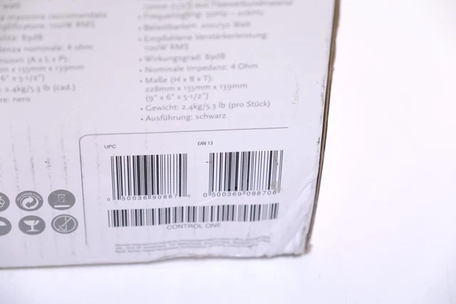 JBL CONTROL ONE 50W 2-Wege-Regallautsprecher Schwarz Paar Neu Rechnung MwSt EUR 187,47 - PicClick DE