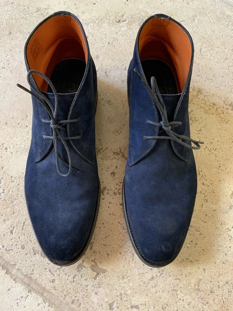 SANTONI NAVY SUEDE Desert Boots UK 9 (Fits Like a 10) Excellent £135.00 ...