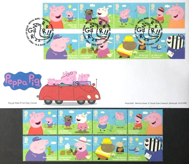 GB 2024 PEPPA PIG Stamp Set First Day Cover and mint set, issue date 16 ...