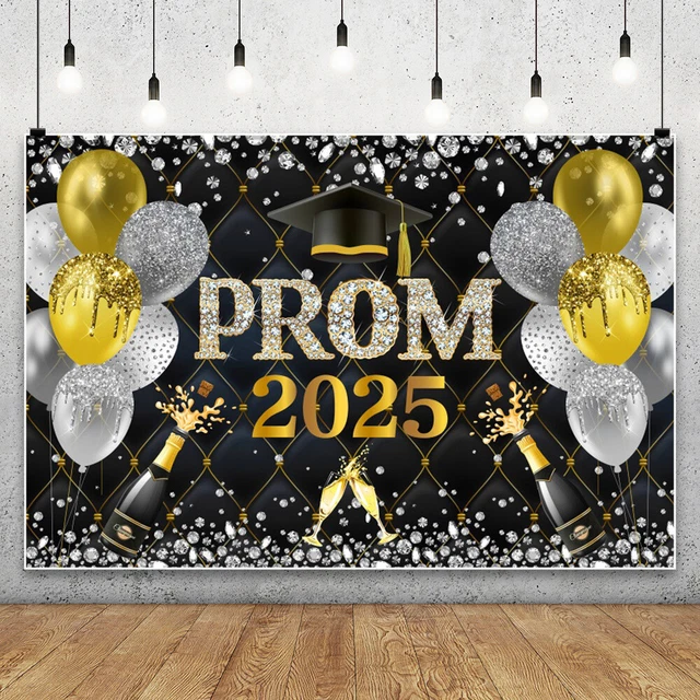 BLACK GOLD PROM 2025 Backdrop Congratulations Graduation Photo ...