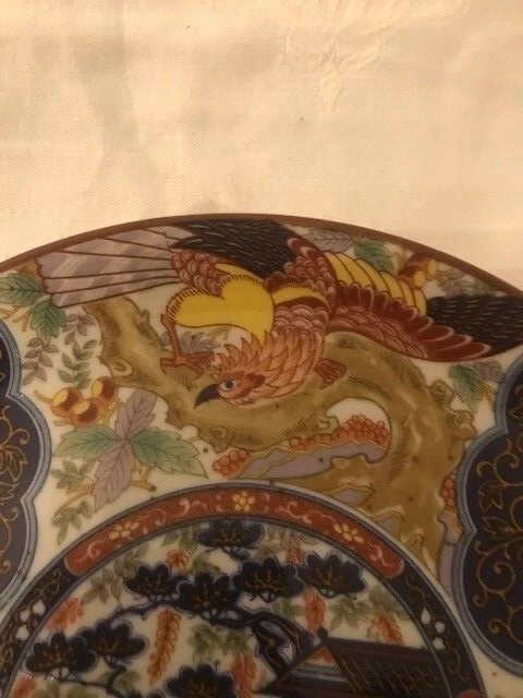 ANTIQUE CHINA COLORED plate with paradise birds and flowers, hand ...
