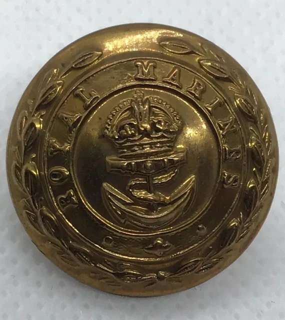 BRITISH ROYAL MARINES Large 23 mm Brass Button K/C King Crown EUR 4,64 ...