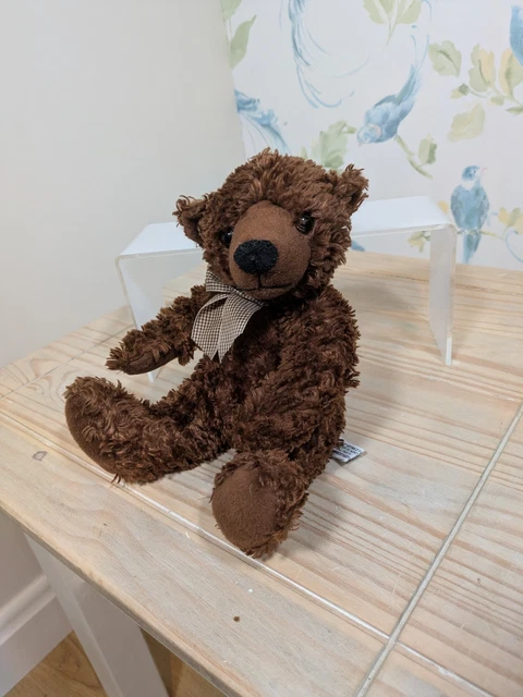 GROVE INTERNATIONAL MINI Seated Teddy Bear Plush Soft Toy Dark Brown ...