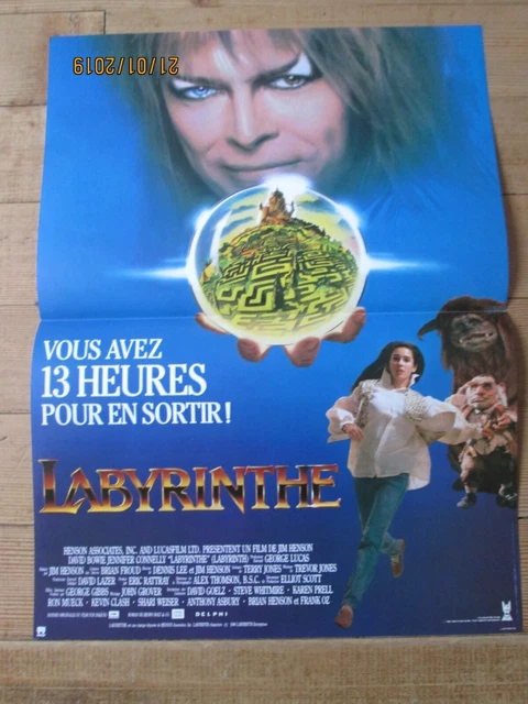 LABYRINTHE DAVID BOWIE Affiche cinéma originale pliée Format 40/60 année 1986 EUR 13,00 ...