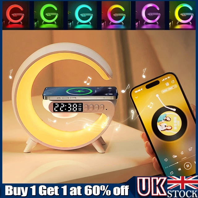 SMART G LAMP Wireless Charger Bluetooth Speaker RGB Alarm Clock Night ...