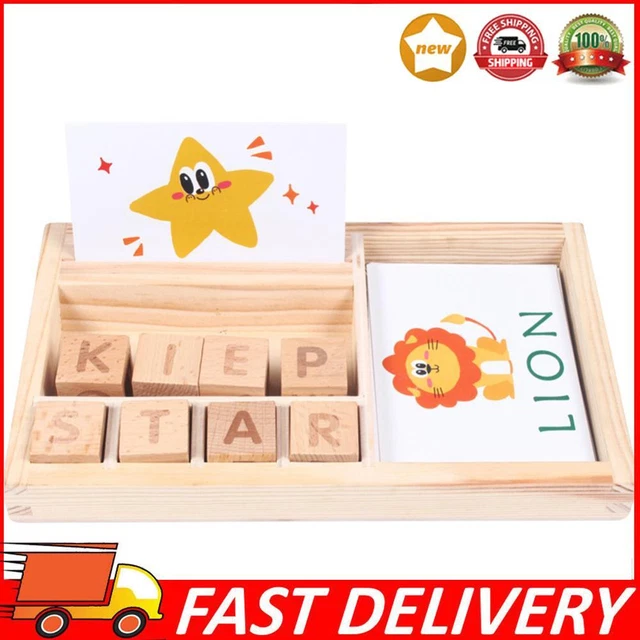 WOOD ALPHABETS BRAIN Game Scrabble Tiles Letter Recognition Baby ...