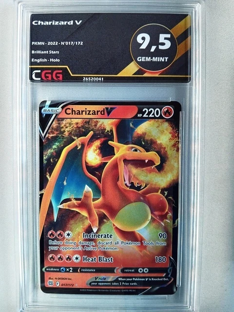 CARTE POKEMON ENGLISH Charizard V (BRS 017) Brilliant Stars CGG 9,5 ...