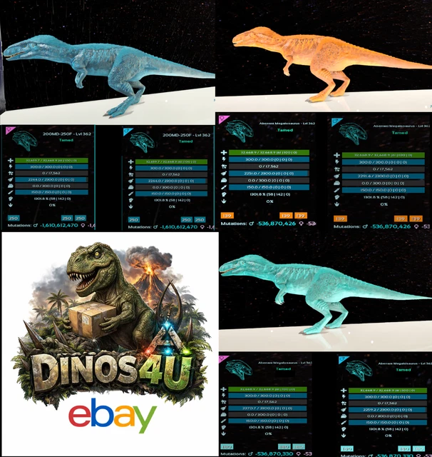 🔥ARK SURVIVAL ASCENDED | PvE PC/XBOX/PS5 Aberrant megalosaurus 32khp ...