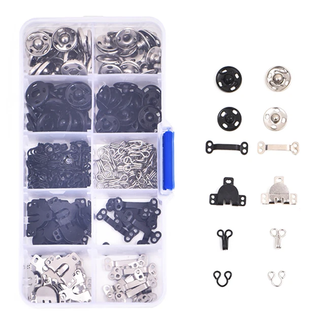 100PAIR SEWING HOOKS and Eyes Set Snap Buttons DIY Clothing Button ...