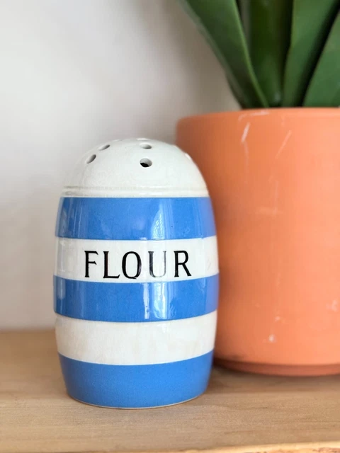 VINTAGE 1930S-1950S T.G. Green Cornishware Flour Shaker Blue White ...
