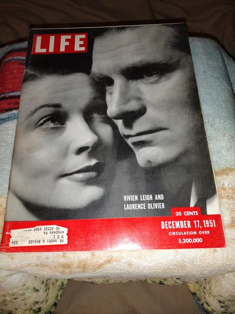 VINTAGE LIFE MAGAZINE December 17, 1951 Vivien Leigh & Laurence Olivier ...