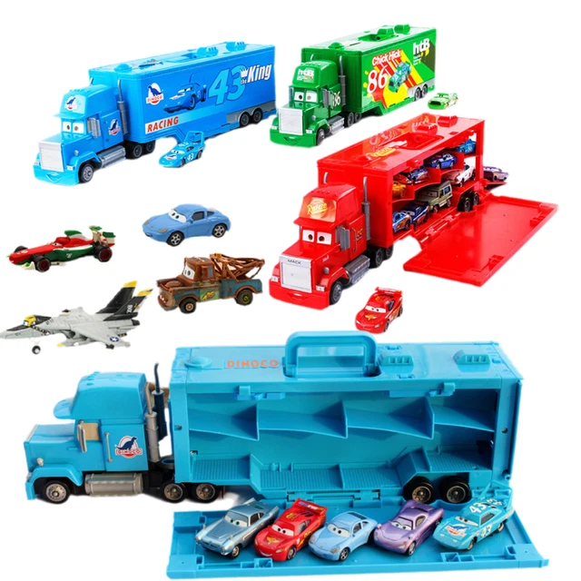 DISNEY PIXAR CARS Mack Hauler Lightning McQueen Truck Garage King Chick ...