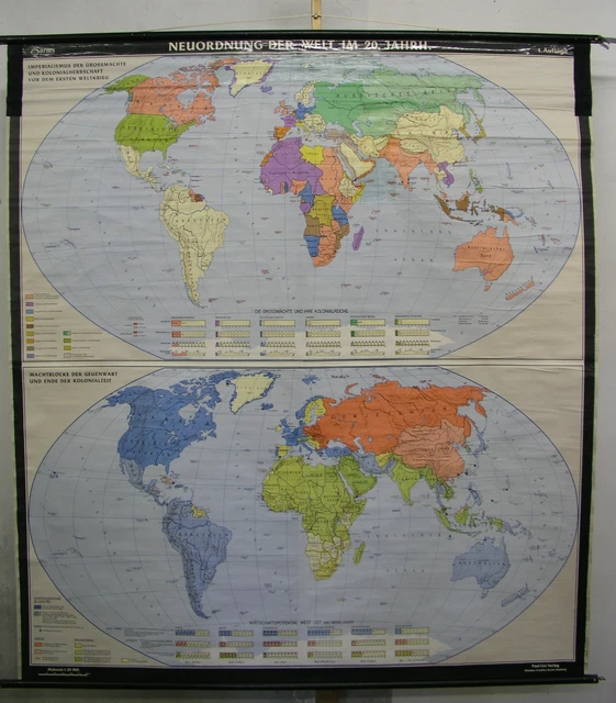 SCHOOL WALL MAP Old World Map 20th Century 173x192 Vintage World Map ...