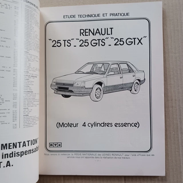 REVUE TECHNIQUE RENAULT 25 TS - 25 GTS - 25 GTX EUR 7,00 - PicClick FR