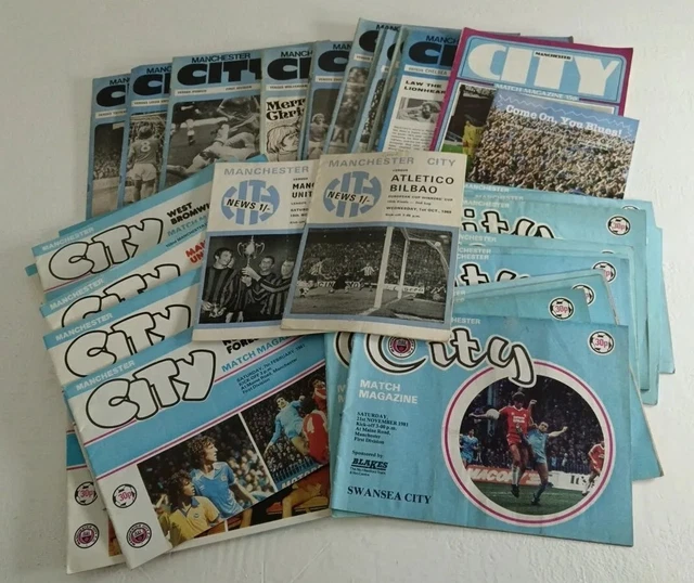 MANCHESTER CITY FOOTBALL Club Programme Huge Bundle 1960s-1980s 40x ...