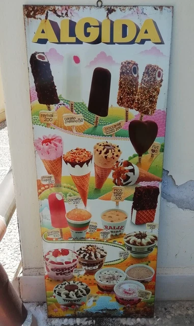 GELATI ALGIDA TARGA tabella lire insegna cartello latta lire gelato ...