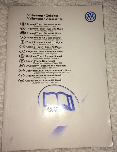 VW 000.051.473.C TOUCH Phone Kit Music Manual English Free Post Dk Cz ...