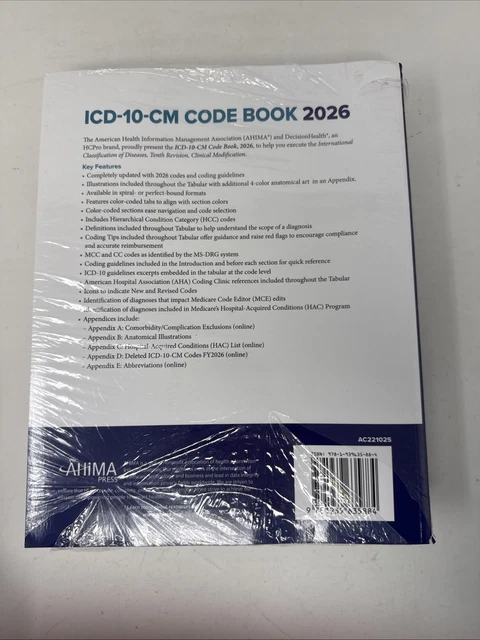 AHIMA ICD-10-CM CODE Book 2026 , NEW W/Corner damage £81.75 - PicClick UK