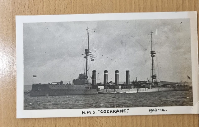 ORIGINAL WW1 PHOTO Royal Navy Armoured Cruiser HMS COCHRANE 14x8cm £4. ...
