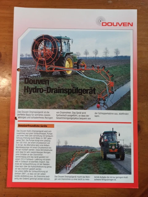 PROSPEKT DOUVEN HYDRODRAINSPÜLGERÄT Broschüre Werbung Traktor Schlepper ...