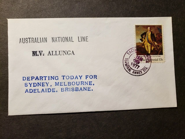 SHIP M/V ALLUNGA, AUSTRALIAN National Line Naval Cover 1977 Cachet ...