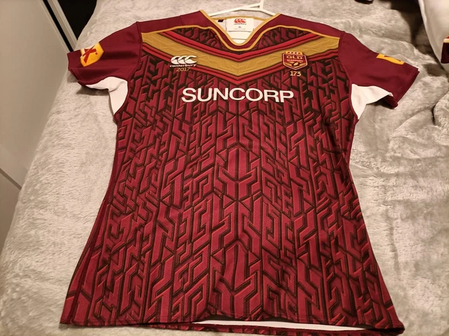 QUEENSLAND MAROONS PLAYER Used State Of Origin Training Shirt Rugby ...