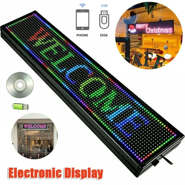 40&X8& LED SIGN Scrolling Message Display Board RGB 7-Color ...