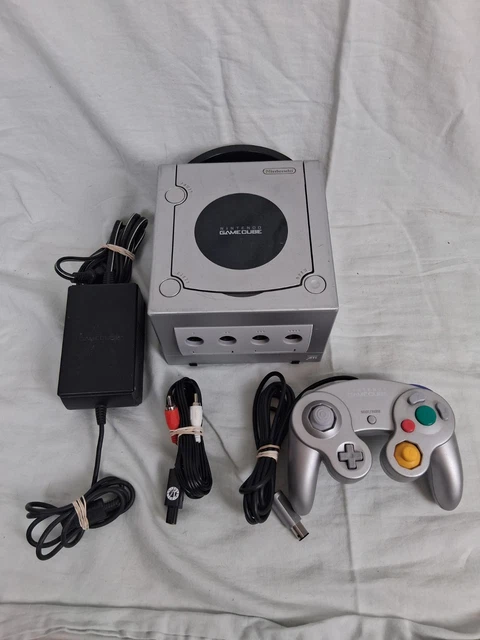 NINTENDO GAMECUBE PLATINUM Silver Console System Bundle w/ OE ...