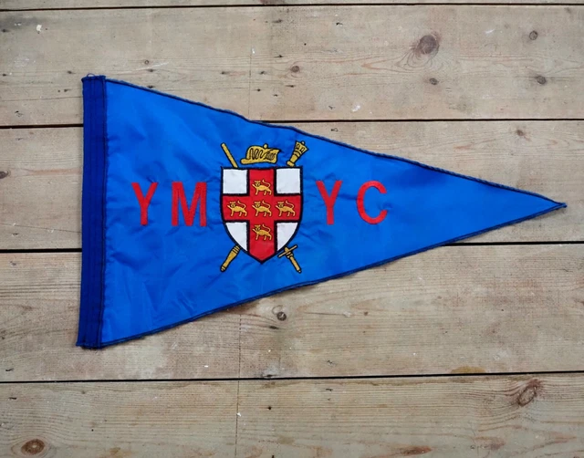 LARGE VINTAGE YORK Motor Yacht Club Embroidered Pennant Flag Burgee ...