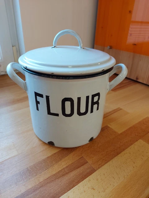 SCHÖNE ALTE GROSSE FLOUR (Mehl)Emaille Dose aus Belgien EUR 40,00 ...