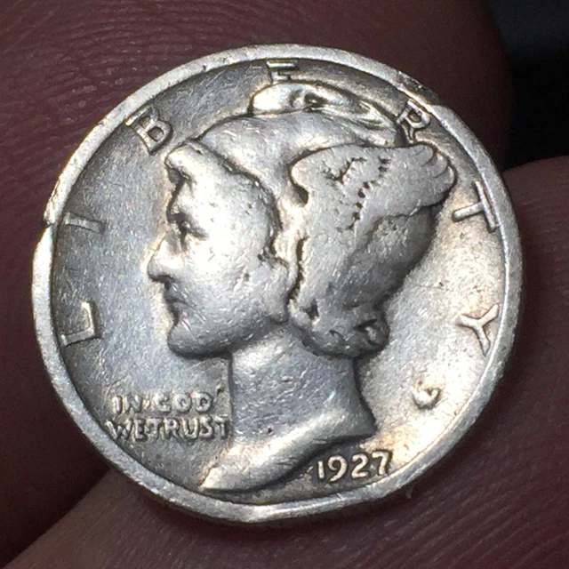 MONETA ONE DIME Mercury Head USA 1927 Silver 10 centesimi americano ...