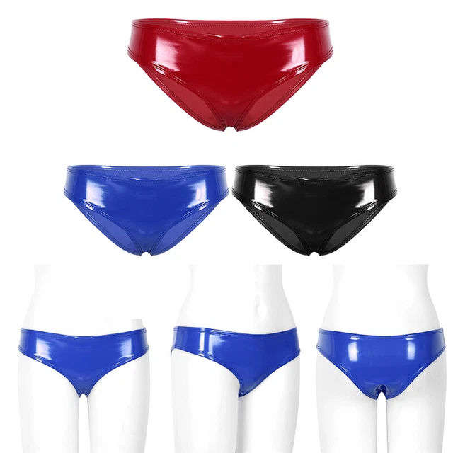 SEXY DAMEN GLÄNZEND Slips Lack Leder Hotpants Panties Mini Bikini Unterwäsche EUR 11,29 ...