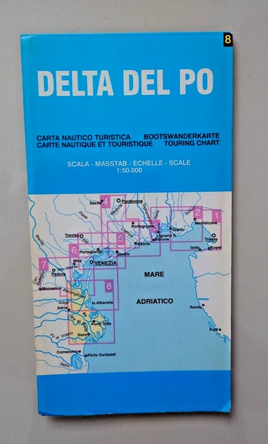 DELTA DEL PO Italia Mappa Turistica Carta Pieghevole 1990 Belletti ...