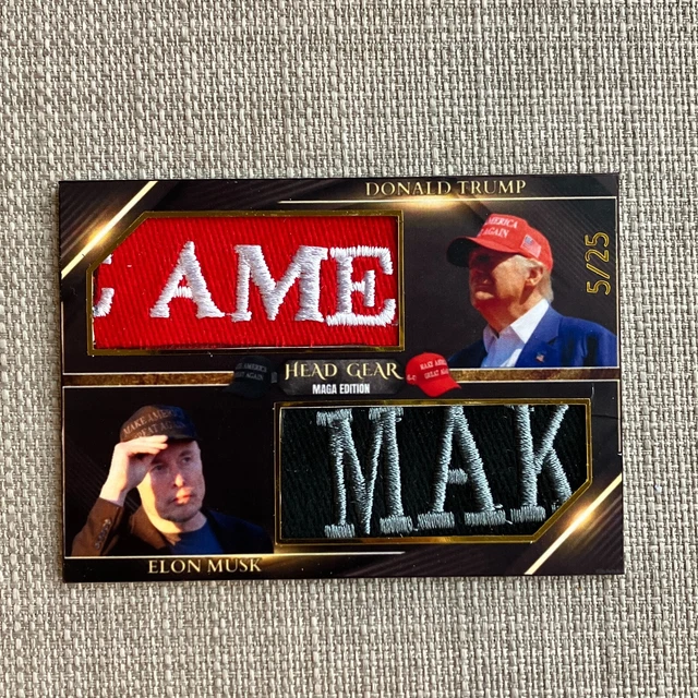 2025 DONALD TRUMP/ELON Musk Custom MAGA Hat Patch card non auto 5/25 ...