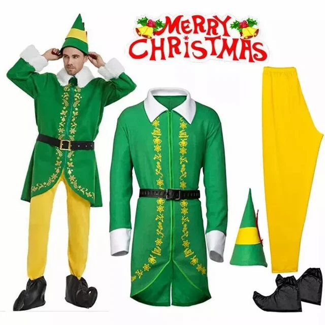 KIDS ADULTS BUDDY Elf Costume Elf Christmas Party Cosplay Fancy Dress ...