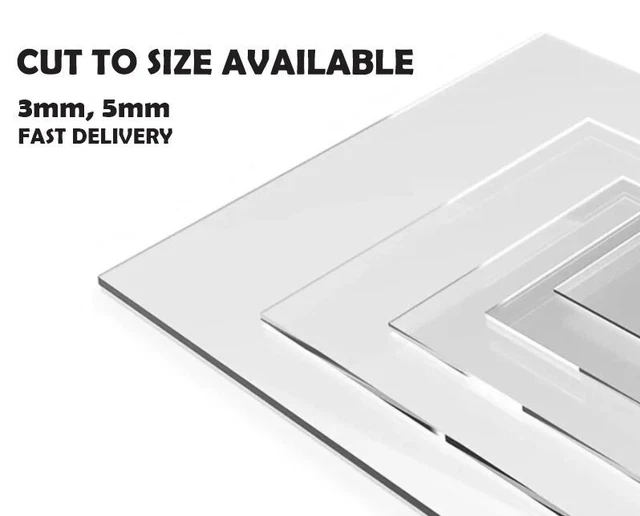 CLEAR PERSPEX ACRYLIC Sheet Panel Cut To Size 3mm, 5mm , Fast Delivery ...