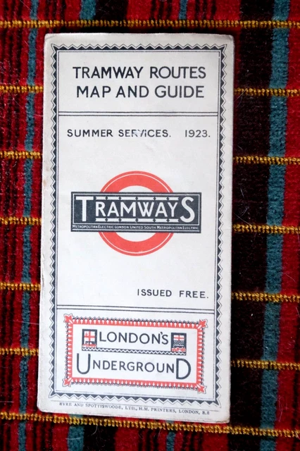 LONDON TRAMWAYS MAP Summer 1923 Tramway Routes Tram Map & Guide £36.50 ...